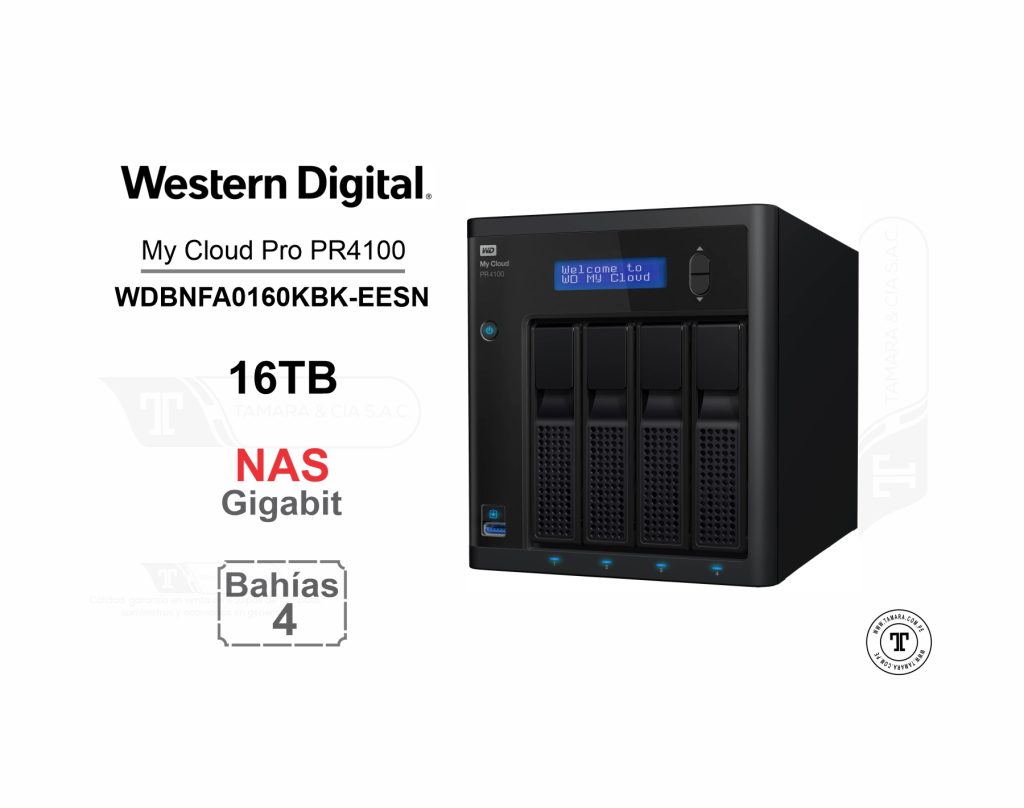 Almacenamiento NAS Western Digital 16TB | My Cloud Pro PR4100 | 4 Bahias - TAMARA & CIA S.A.C.